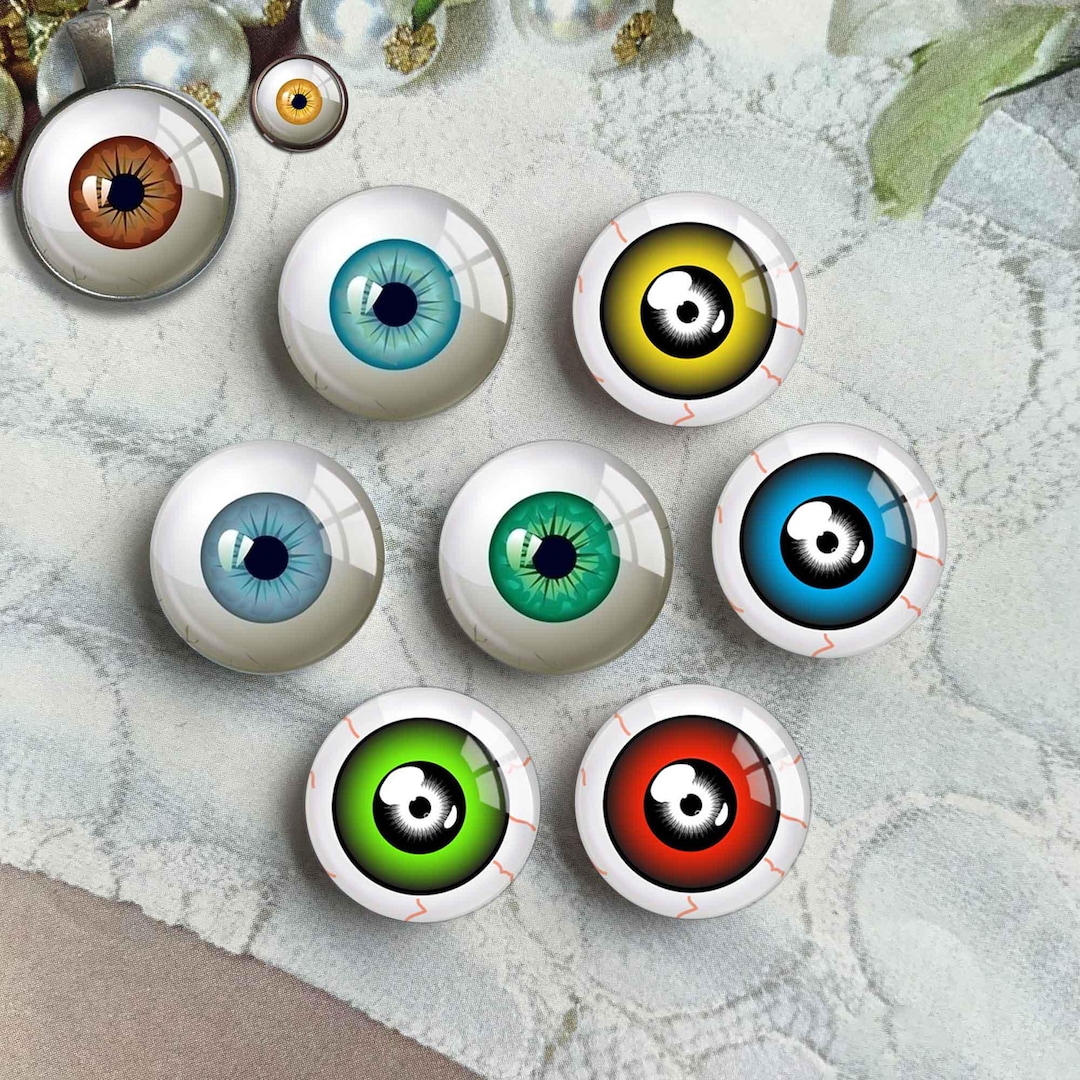 Toy Eyes Cabochon, Doll Eyes Image Glass Dome, Eyeball Picture Cameo ...
