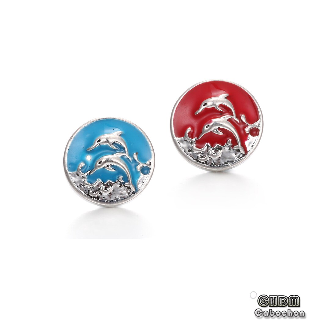 Dolphin Snap Button,marine Dolphin Snap Button Charm Fit for 18mm/20mm ...