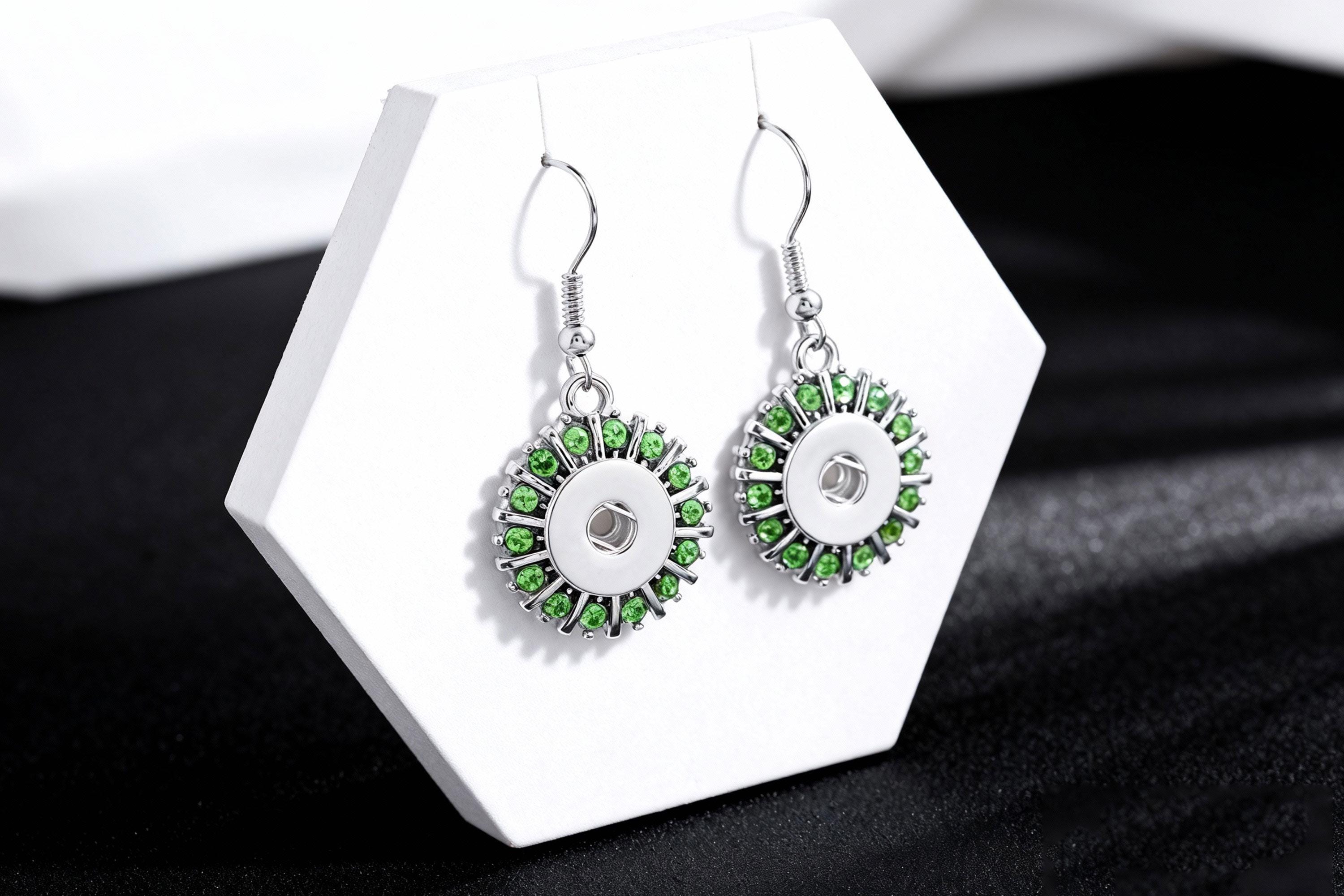 1 Pair 12MM Snap Button Dangle Earrings ,drill Crystal Ginger Snap ...