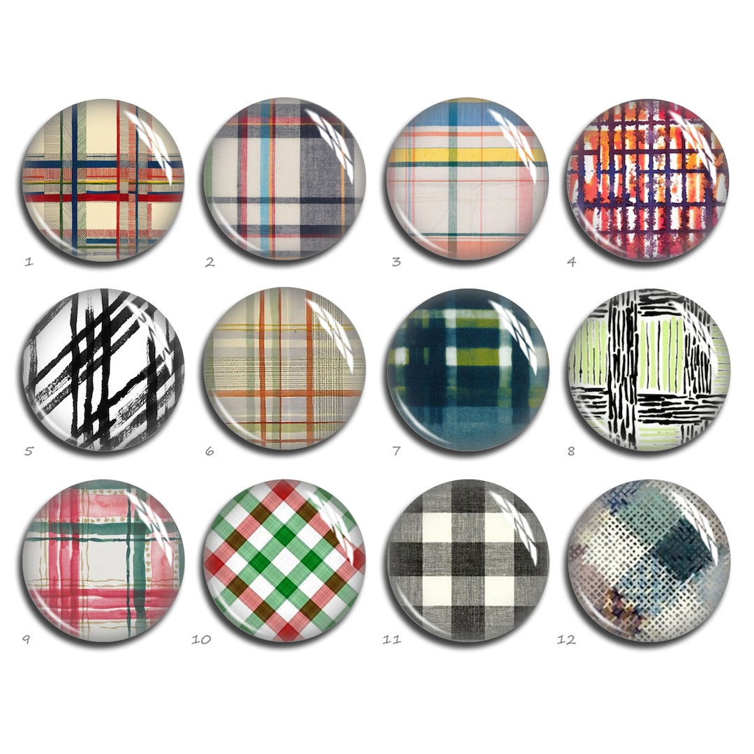 Plaided Cabochon, Buffalo Grid Round/oval/teardrop Image Glass Dome ...