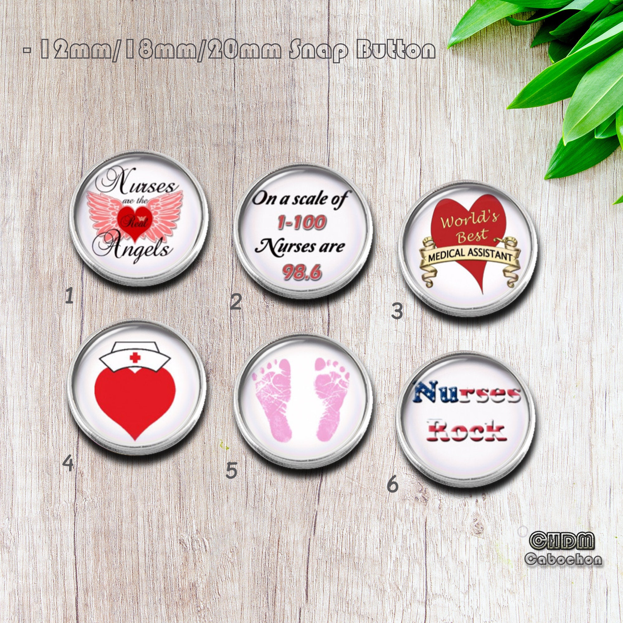 Nurse Cabochon,12mm 18mm 20mm Nurse Snap Button,high Definition Quote ...
