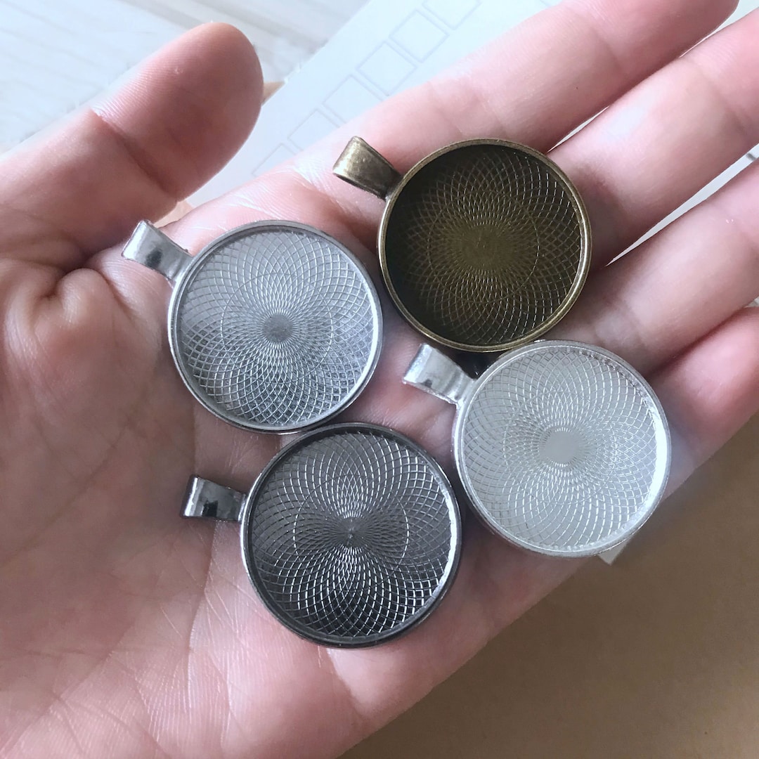 10/20/50 Pcs 25mm Blanks Base,1 in Photo Cabochon Tray Bezel, Round ...