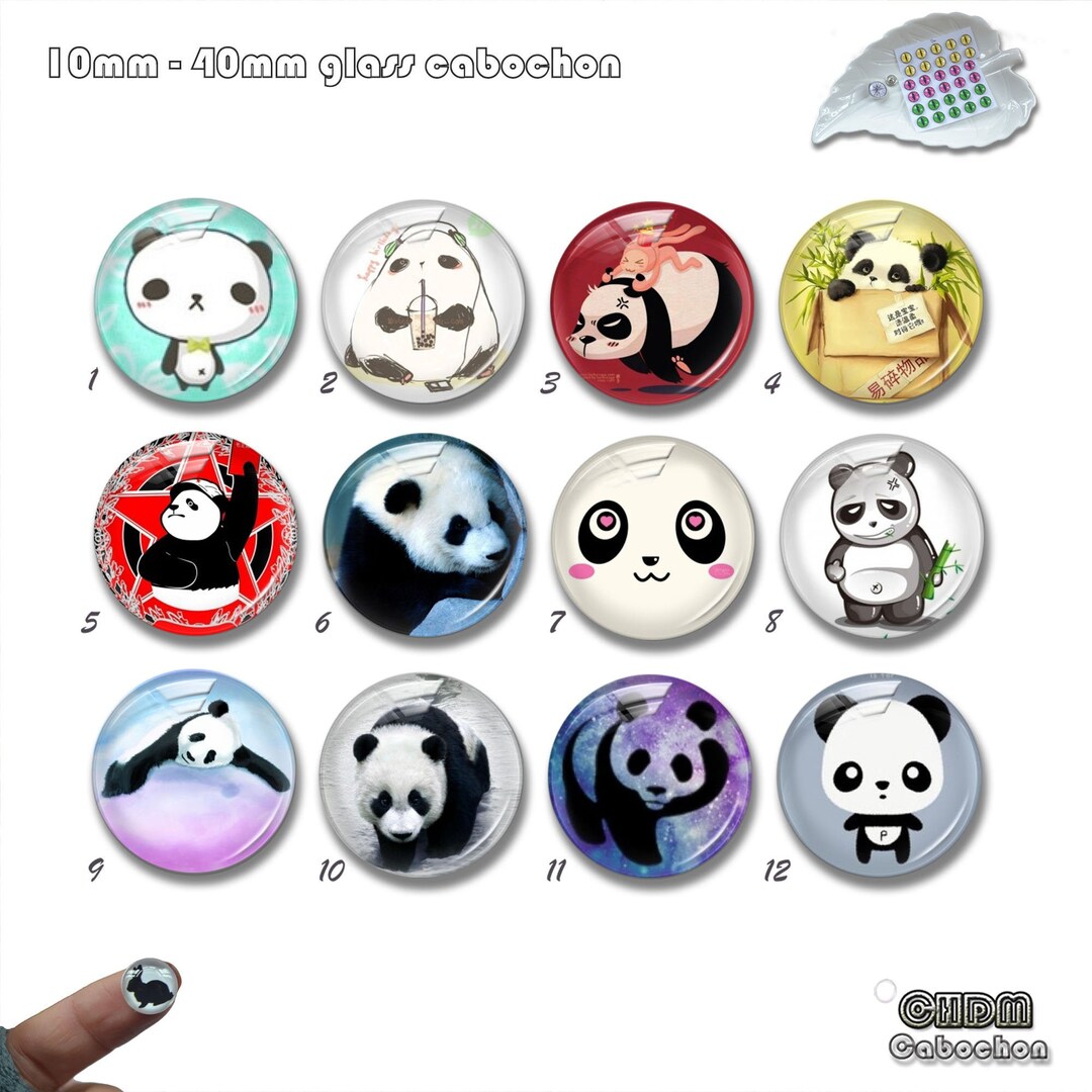 Panda Cabochon,12/18/20mm Panda Snap Button Charm,10mm 12mm 14mm 16mm ...