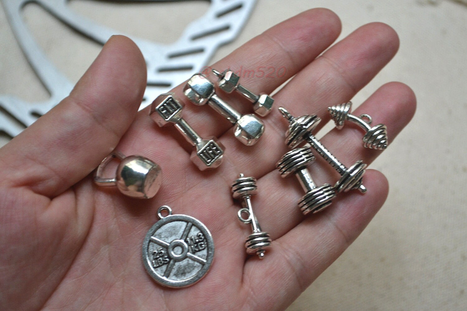Mixed Workout Charms,fitness Charm Collection,silver Gym Charms,weight ...