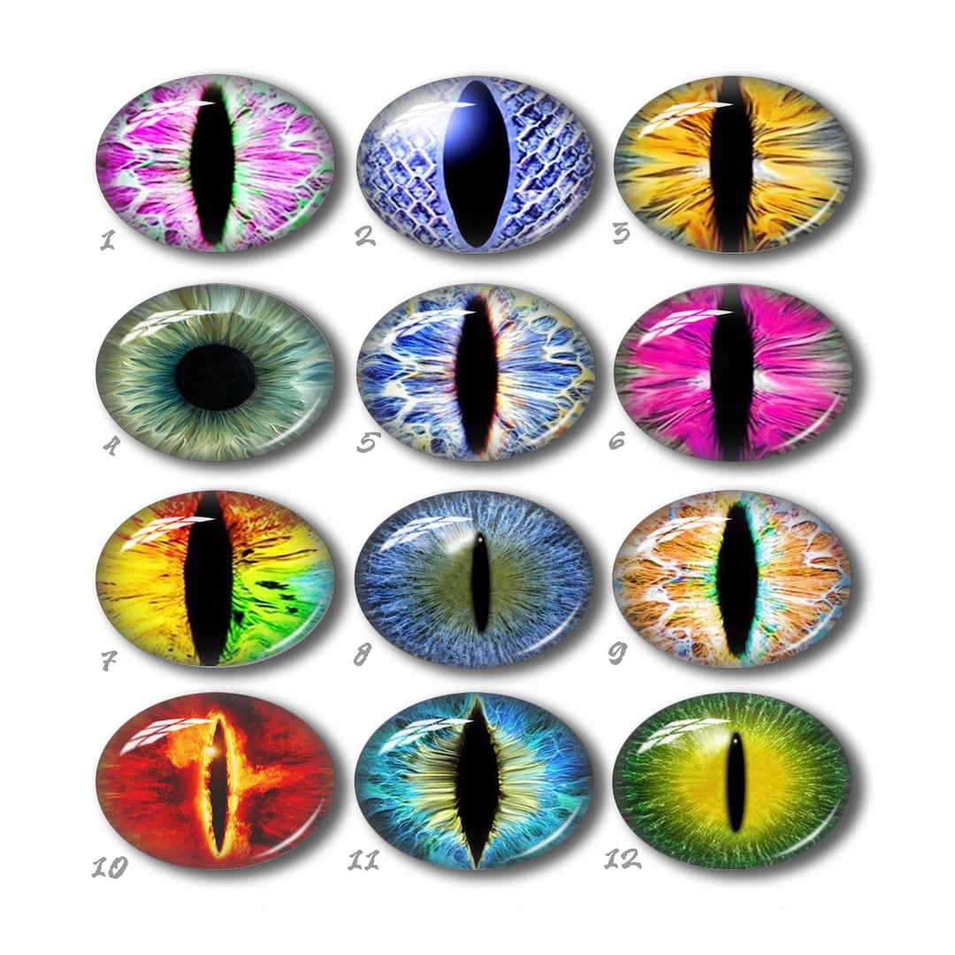 Dragon Eyes Oval Cabochon, Handmade Vertical Pupils Glass Dome, 10x14 ...