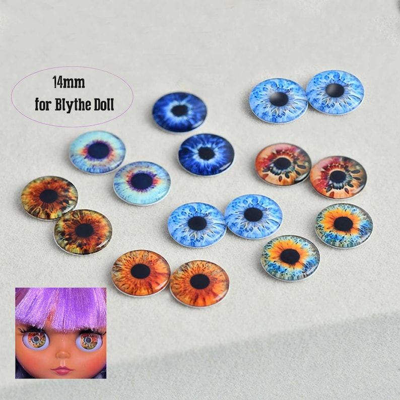 Customize Blythe Doll Eye Cabochons, 14mm Thin Doll Eyeball Image Glass ...