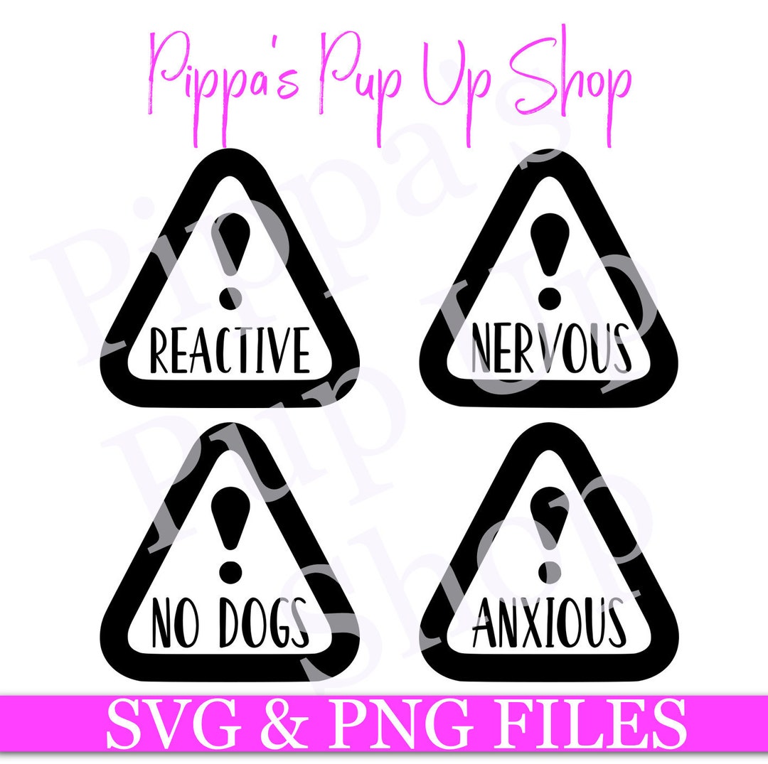 Warning Sign SVG & PNG Bundle Pack | 9 Designs | for Bandanas and Dog ...