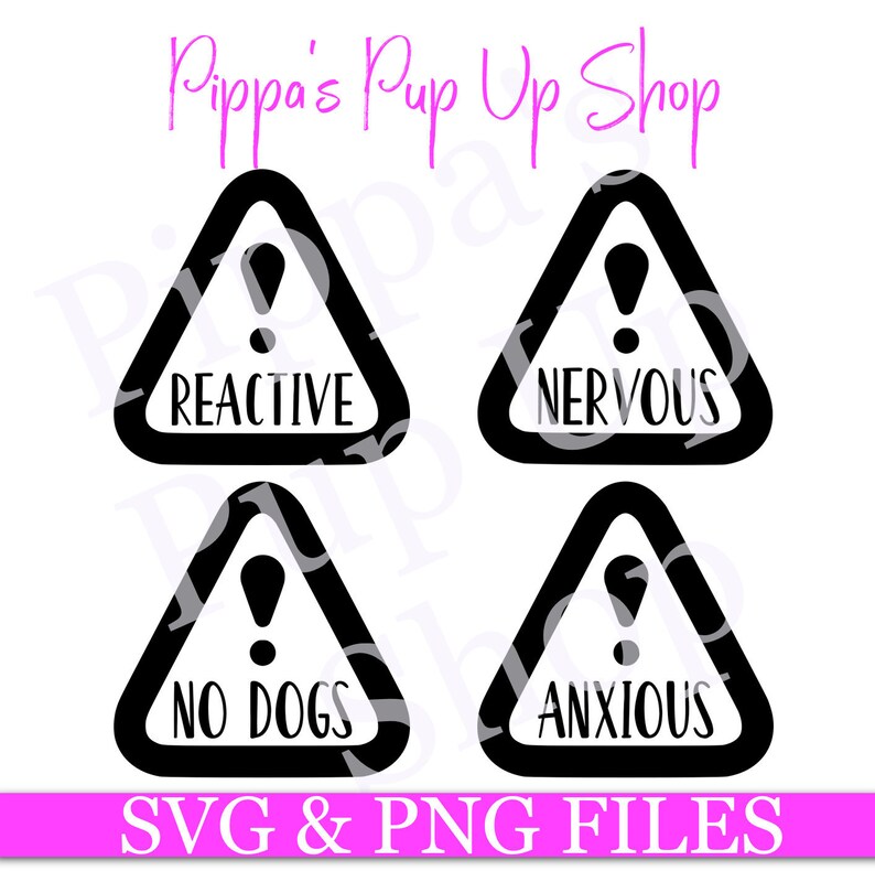 Warning Sign SVG & PNG Bundle Pack | 9 Designs | for Bandanas and Dog ...