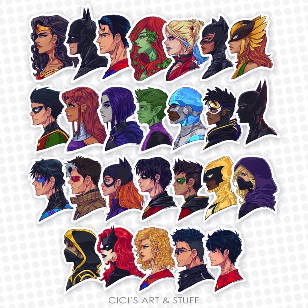 COMICS STICKERS | 2.5" | 26 Characters | Glossy Paper Stickers | Batfam ...