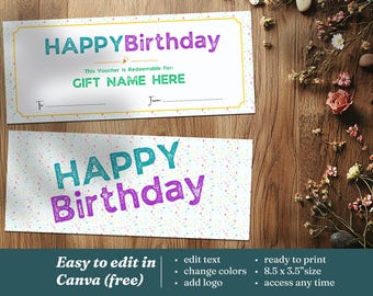 Editable Gift Certificate Template Birthday or Christmas Gift Voucher ...