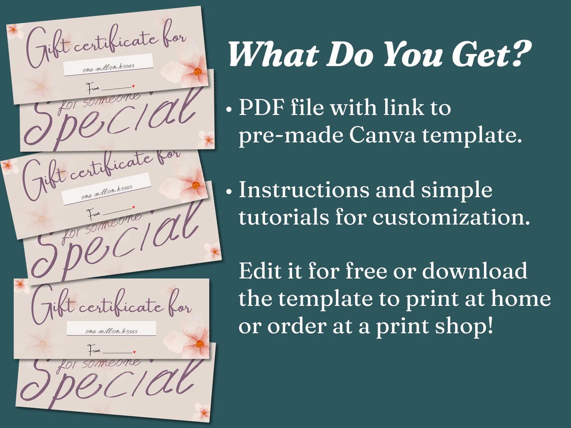 Editable Gift Certificate Template | Birthday or Christmas Gift Voucher ...