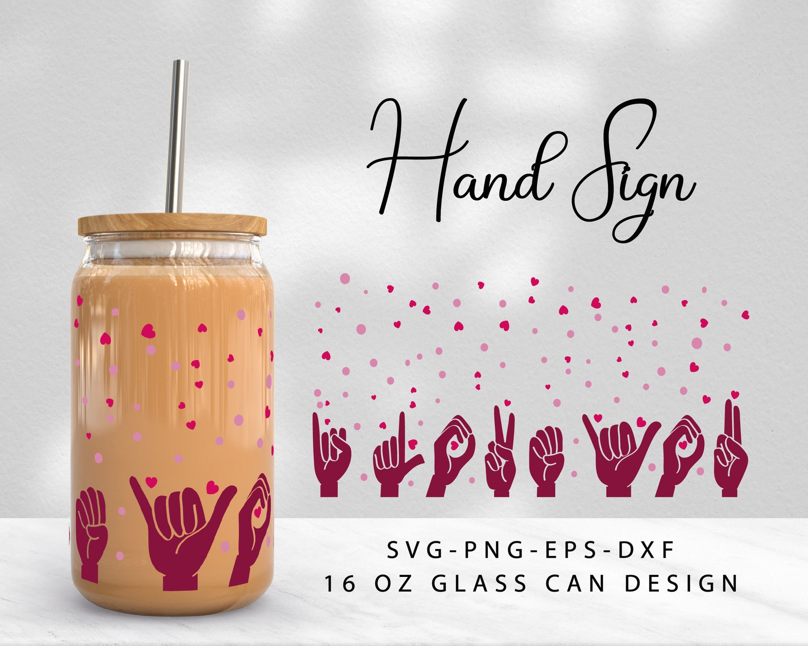 Sign Language I Love You Sign Language Libbey Glass Can Wrap Asl ...