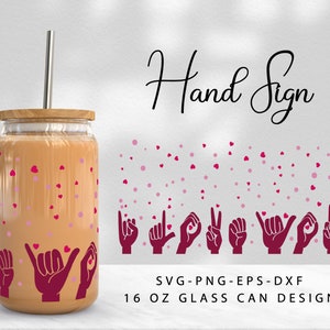 Sign Language I Love You Sign Language Libbey Glass Can Wrap Asl ...