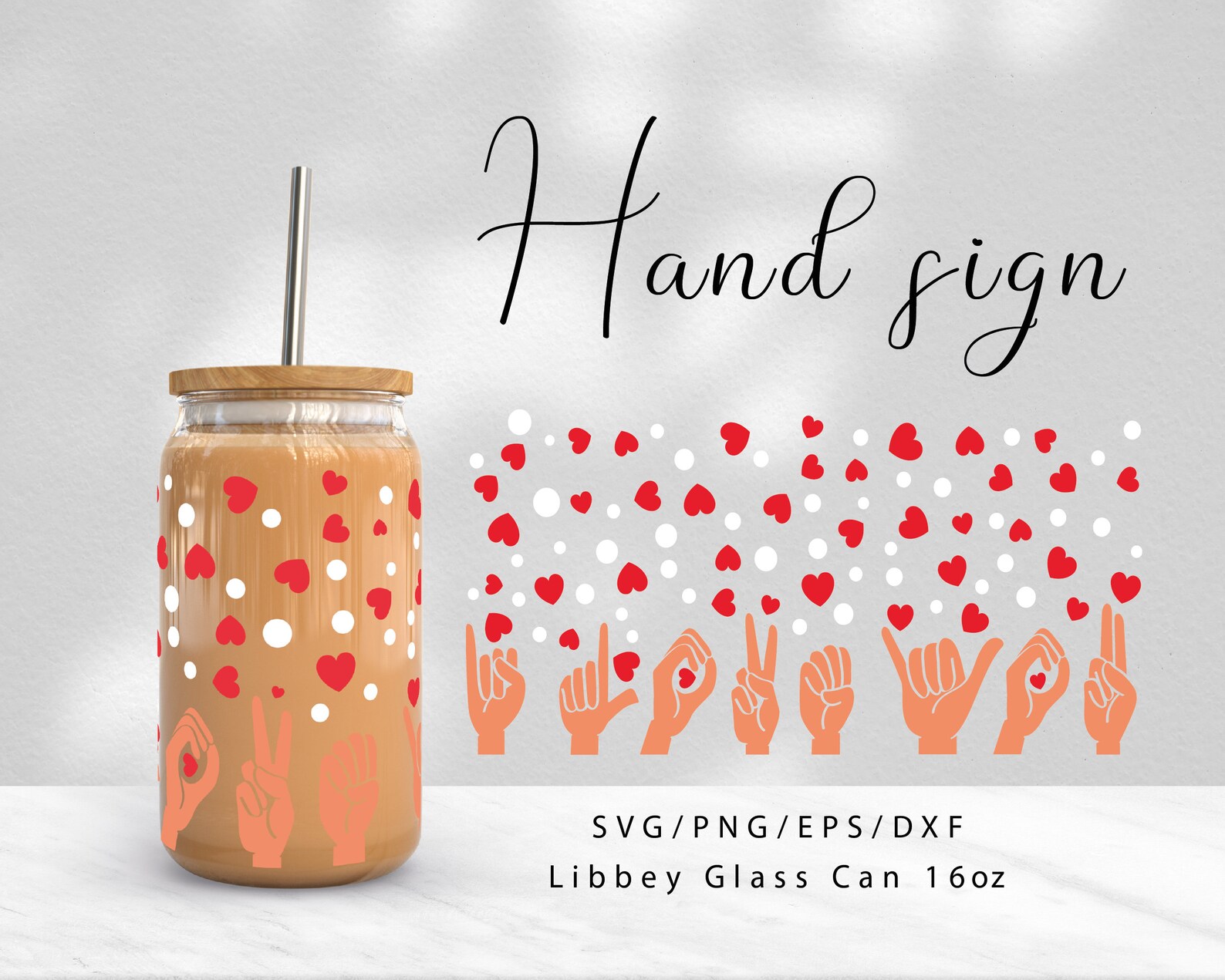 Sign Language I Love You | Sign Language Libbey Glass Can Wrap | Asl ...