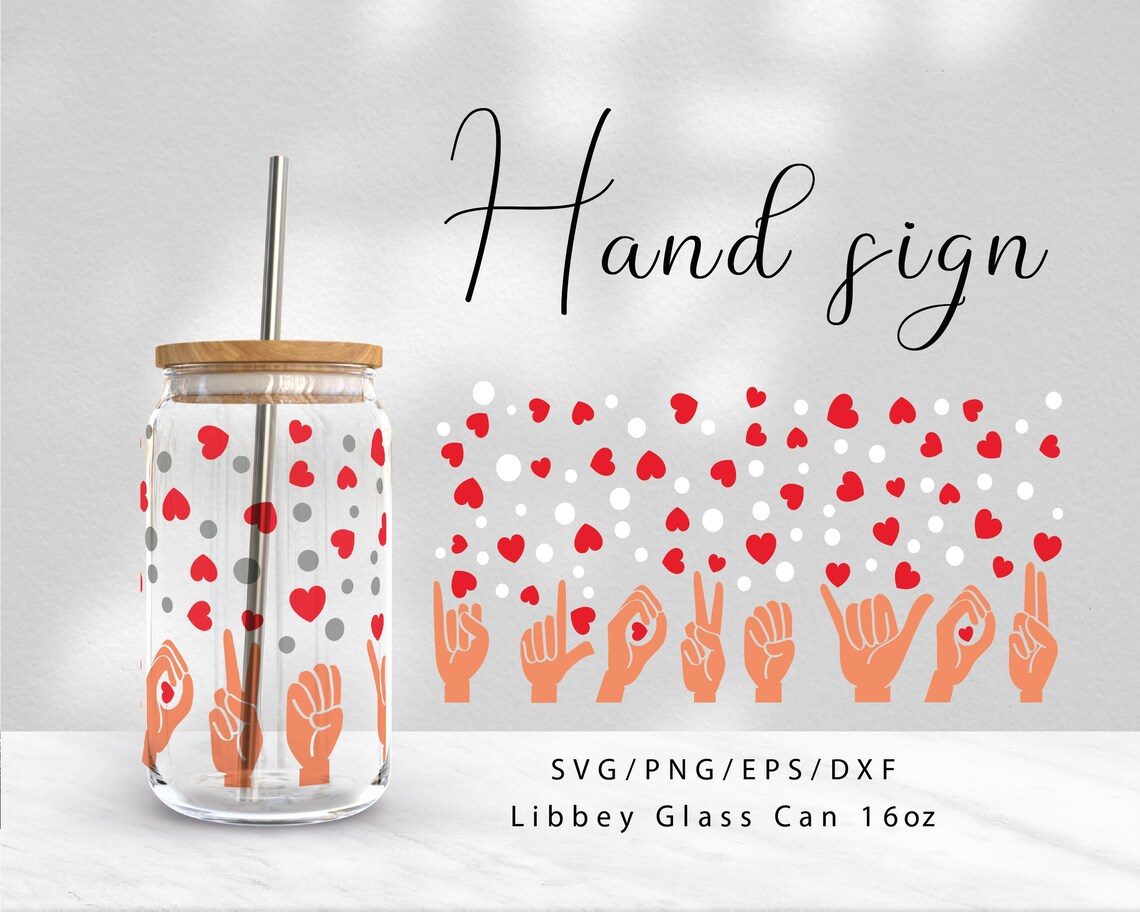 Sign Language I Love You | Sign Language Libbey Glass Can Wrap | Asl ...