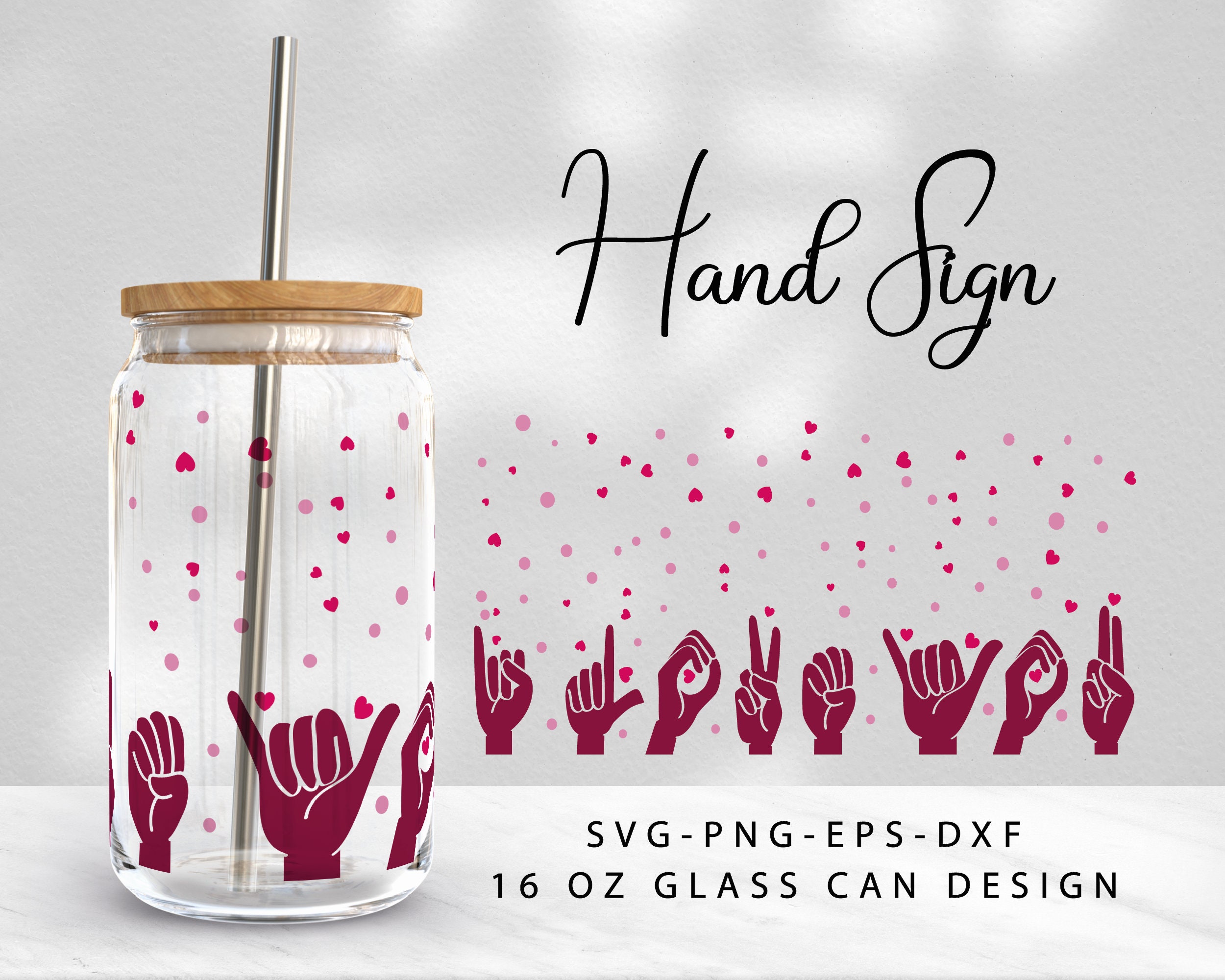 Sign Language I Love You Sign Language Libbey Glass Can Wrap Asl ...