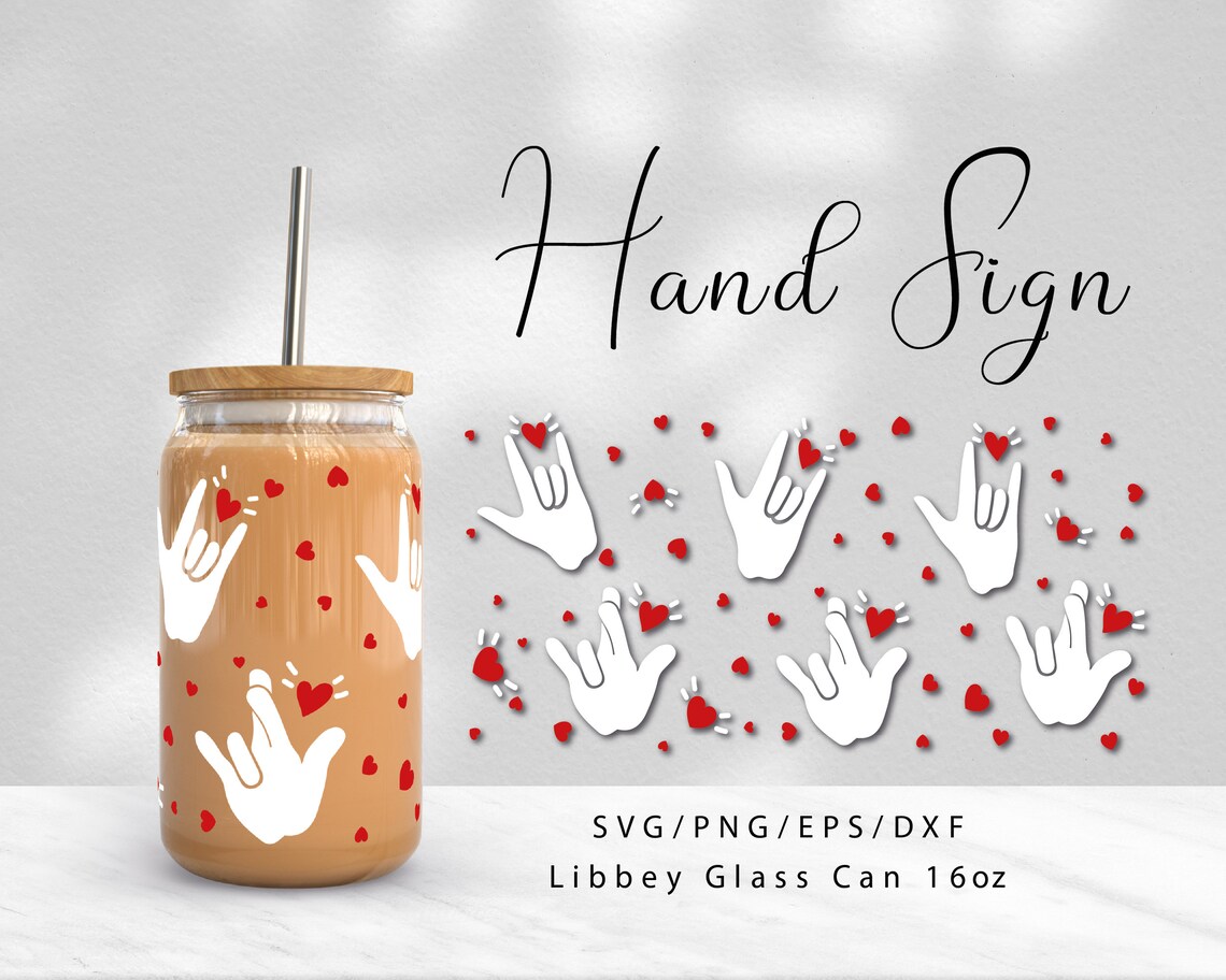 Asl Svg, Sign Language Libbey Glass Can Wrap, American Sign Language ...
