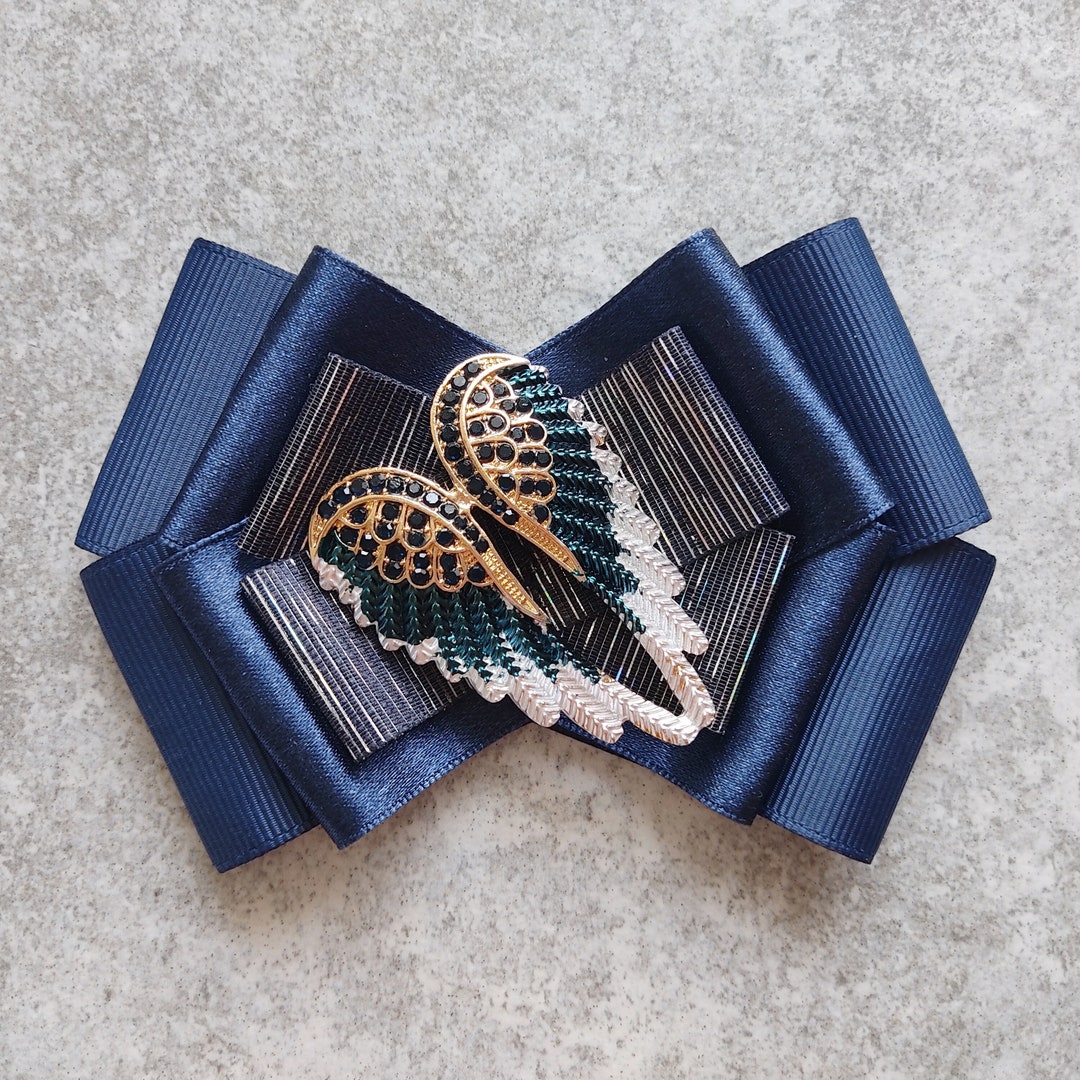 Angel Wings Woman Navy Blue Brooch Original Satin Brooch Elegant and ...