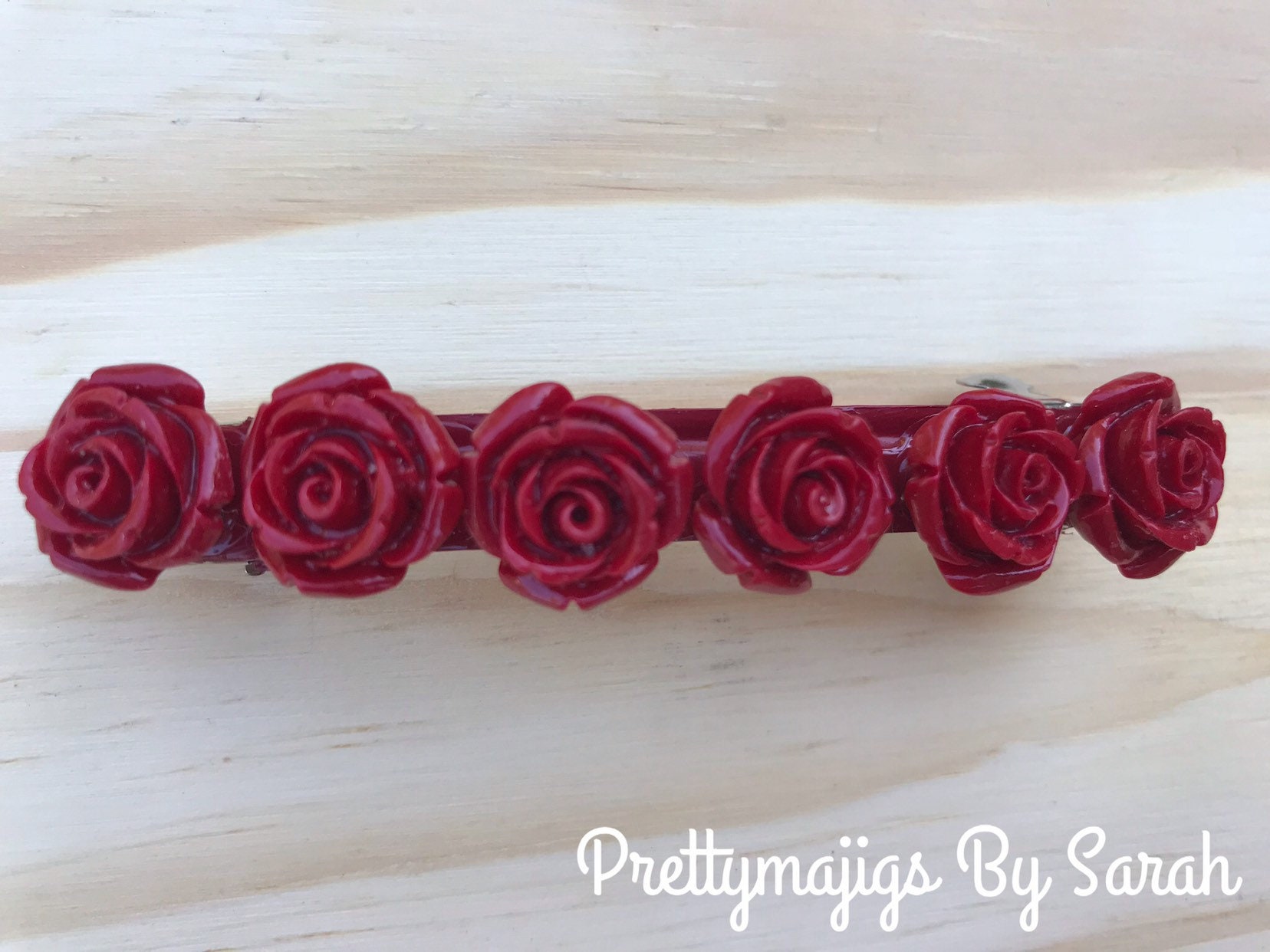 Red Rose Hair Barrette, Red Rose Hair Clip, Rose Hair Clip, Red Wedding ...