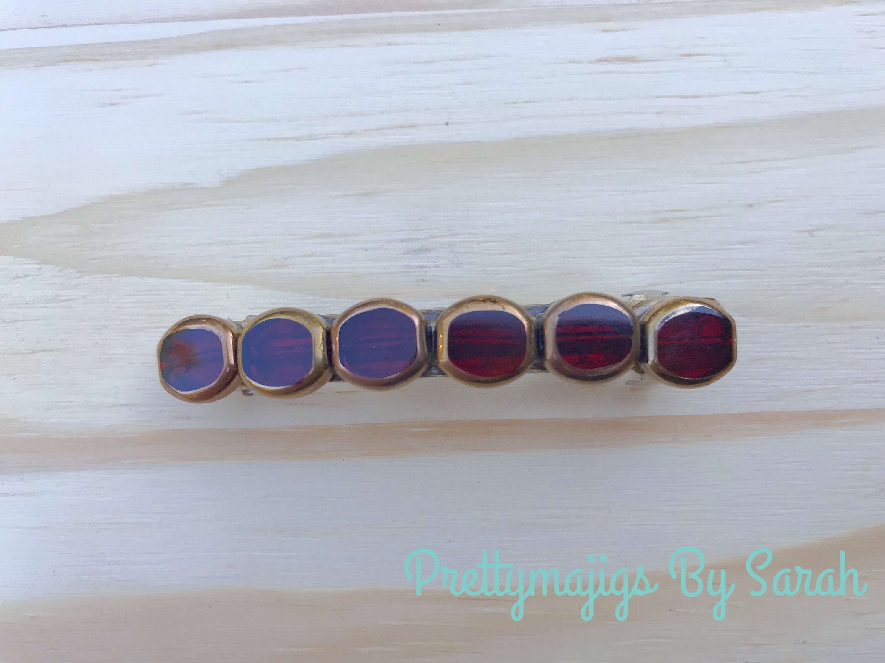 Mini Red and Gold Hair Barrette, Red and Gold Barrette, Red Hair Clip ...