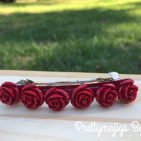 Red Rose Hair Clip - Etsy