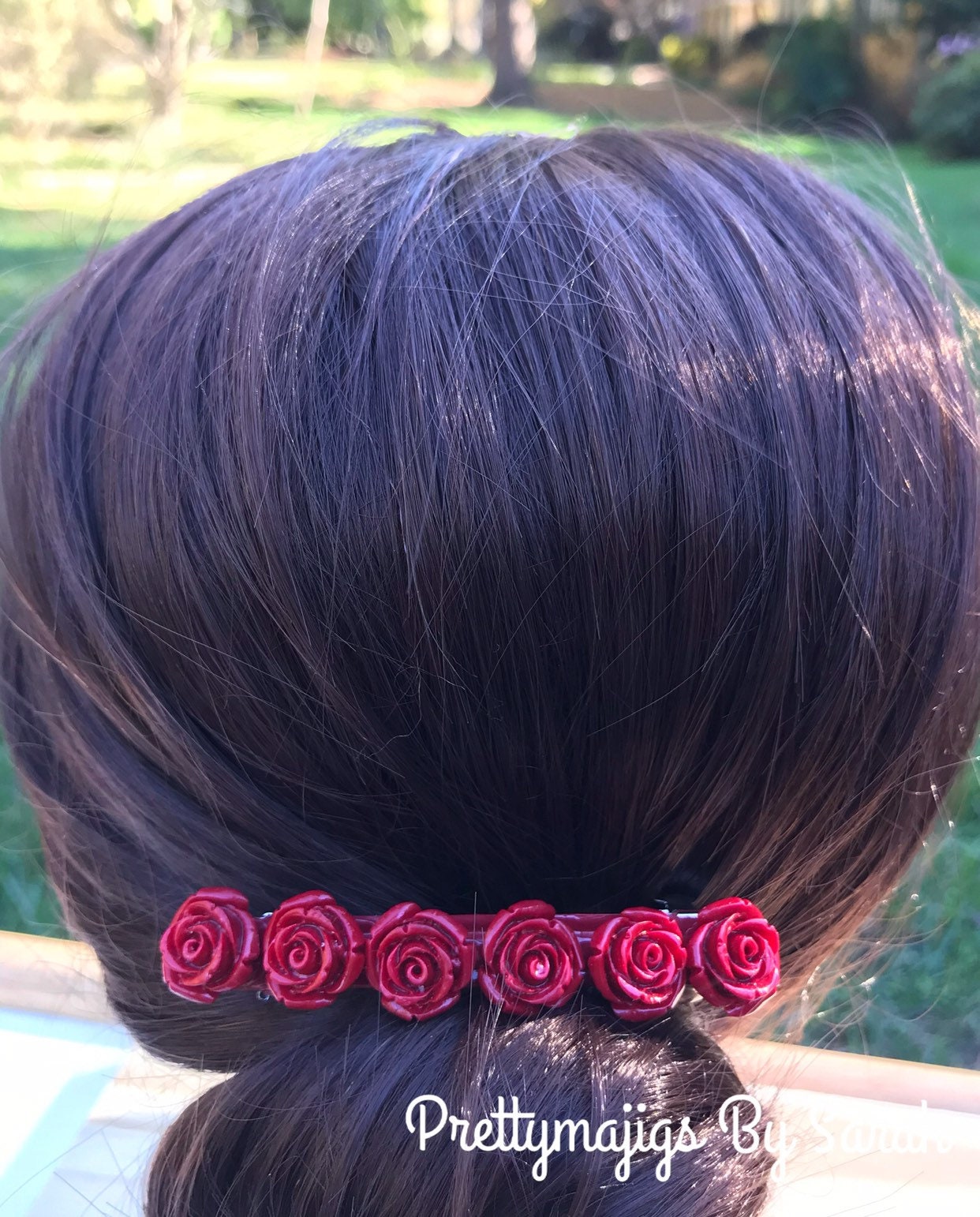 Red Rose Hair Barrette, Red Rose Hair Clip, Rose Hair Clip, Red Wedding ...