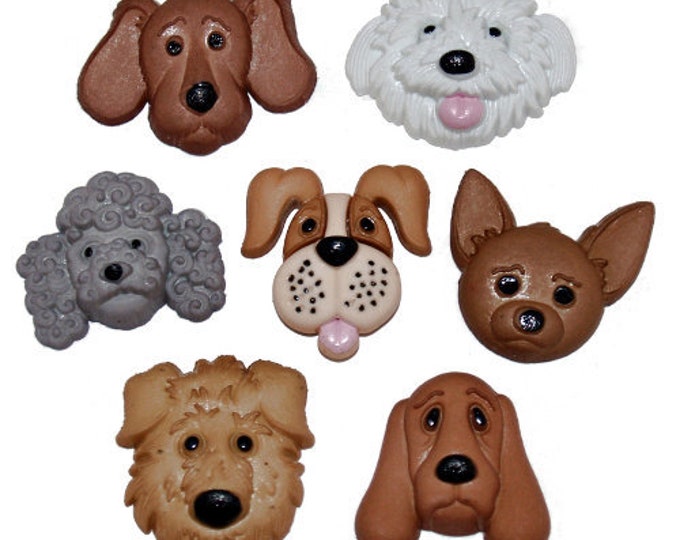 Dog Buttons, Fuzzy Faces Dog Button Pack, Dress It Up, TP-4825 - Etsy