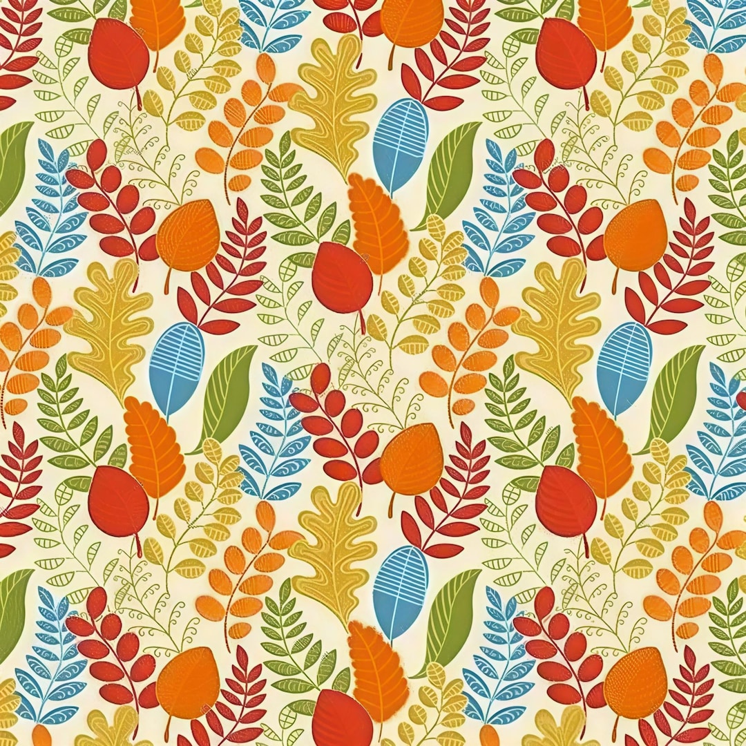 Fall Foliage Cotton Fabric: Dancing Leaves Print, Home Decor, Quilting ...
