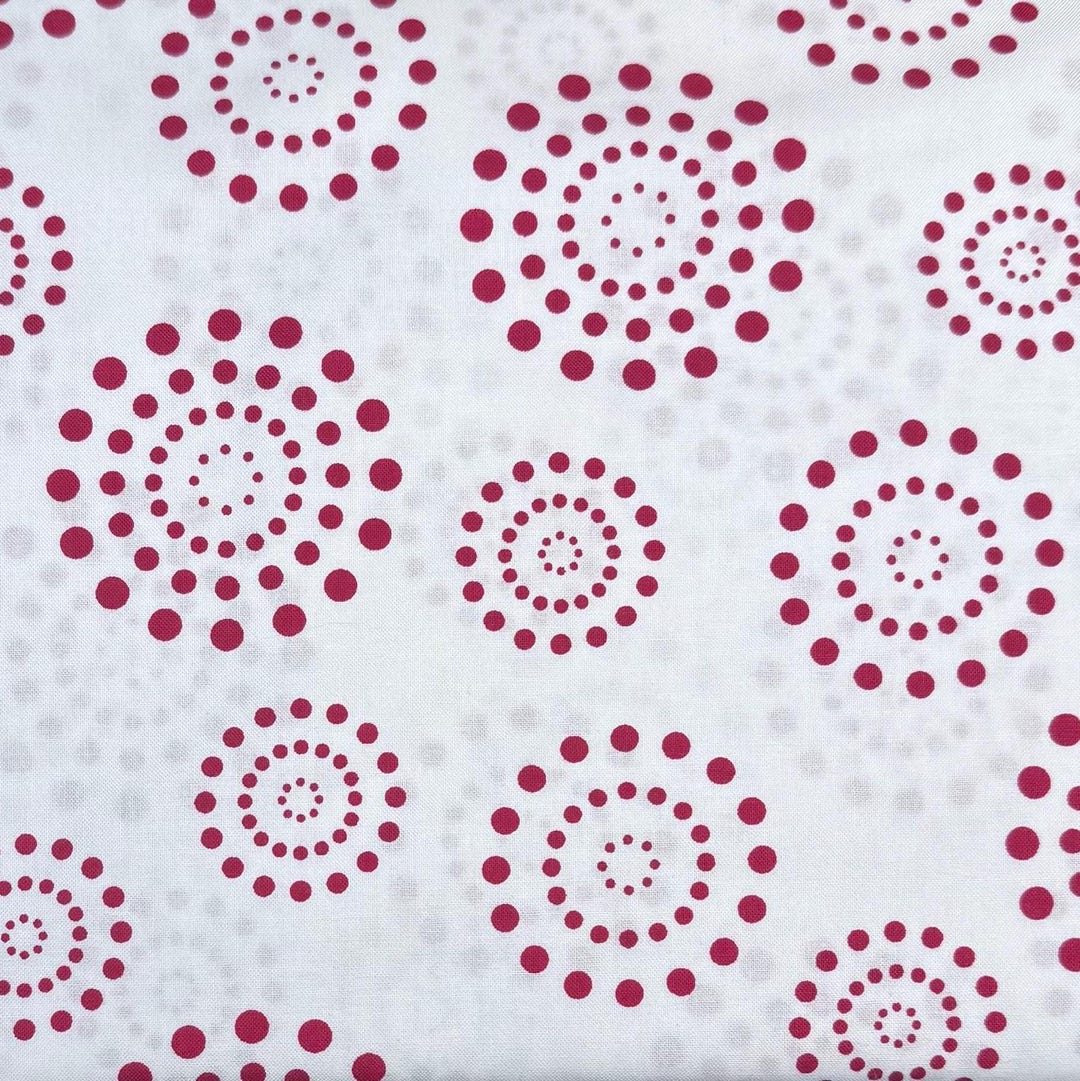 White Red Dot Cotton Fabric, Bursts of Dots, by the HALF YARD ...