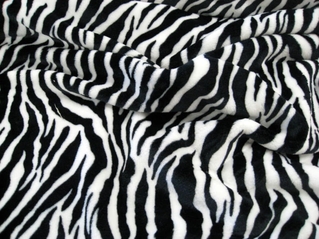 Spa Zebra Cuddle Minky Fabric, Black/snow White -spa Double Sided ...