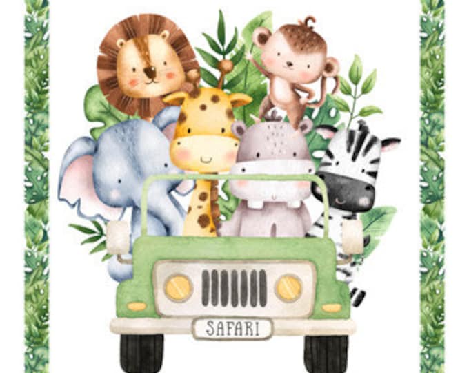 Wee Safari Fabric Quilt Panel , Deborah Edwards, Northcott Studio by ...