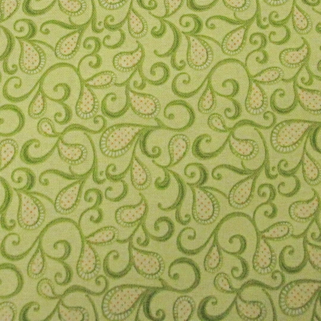 Green Swirl Cotton Fabric, Amanda Murphy , Blend, by the HALF YARD ...