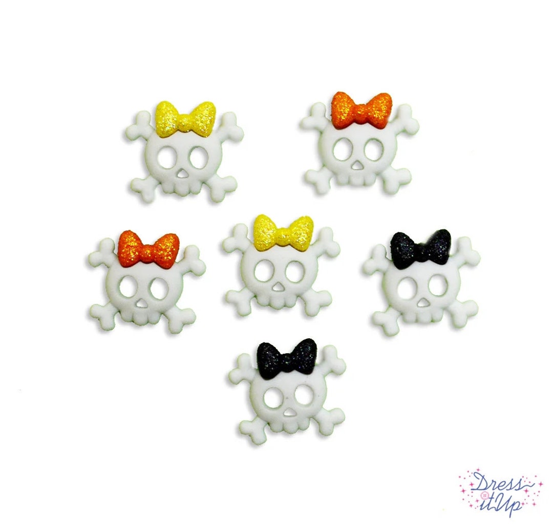 Halloween Buttons Spooky Chic: Skulls and Bows Button Set by Dress It ...