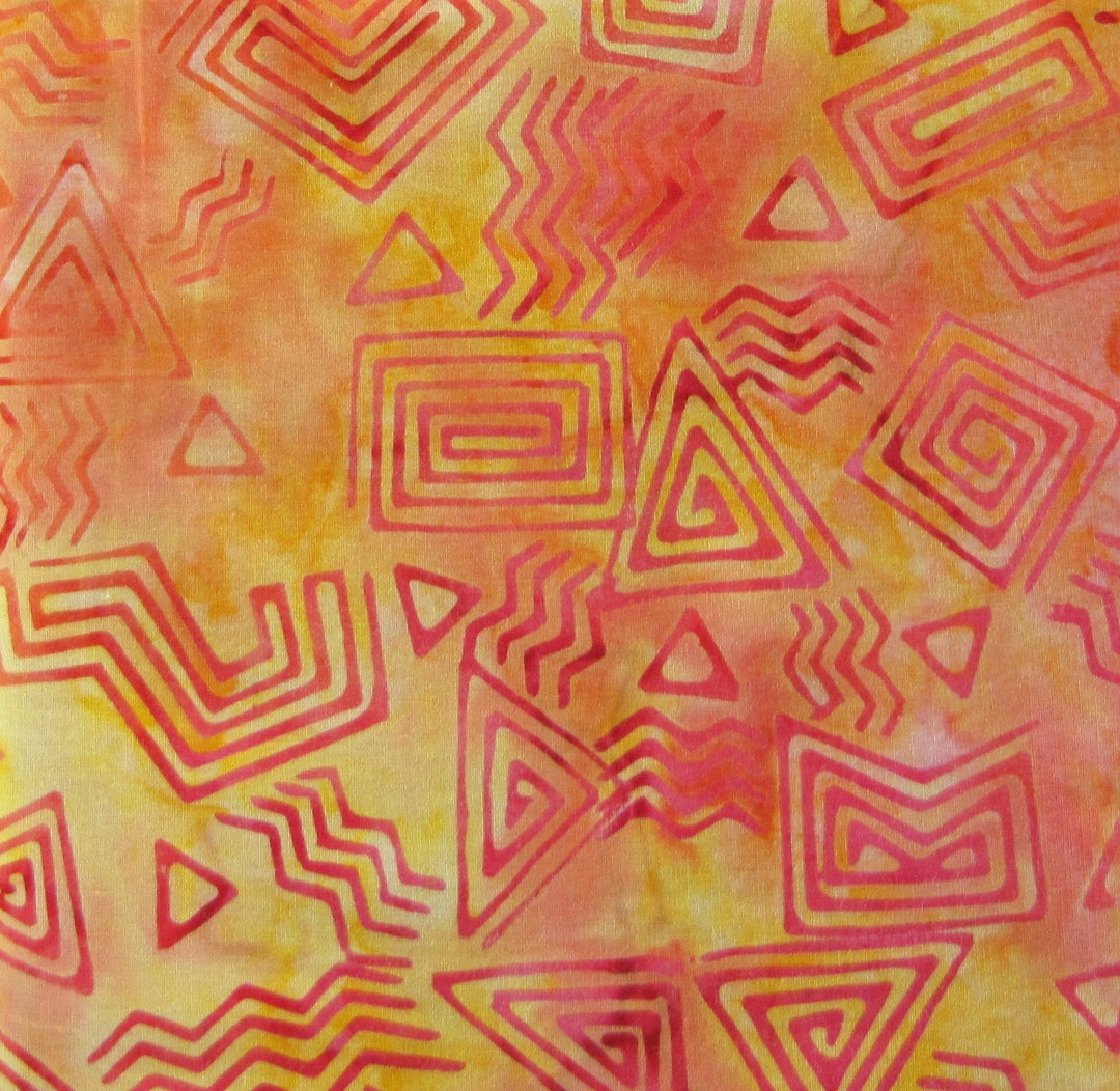 Orange Geometric Batik,tonga Sunset Timeless Treasure , by the Yard - Etsy