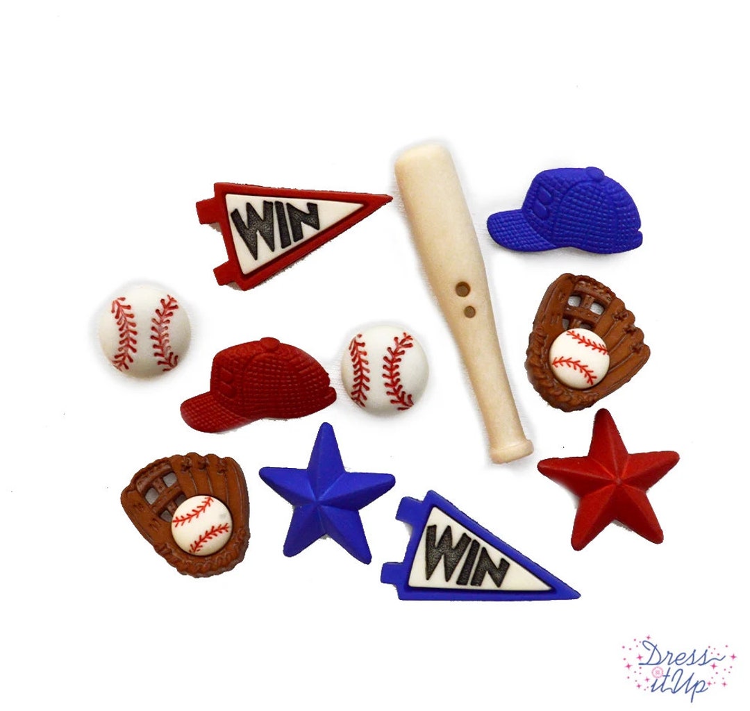 Baseball Resin Buttons Set - Sports, Stars, Hats - 11 Pcs - Etsy