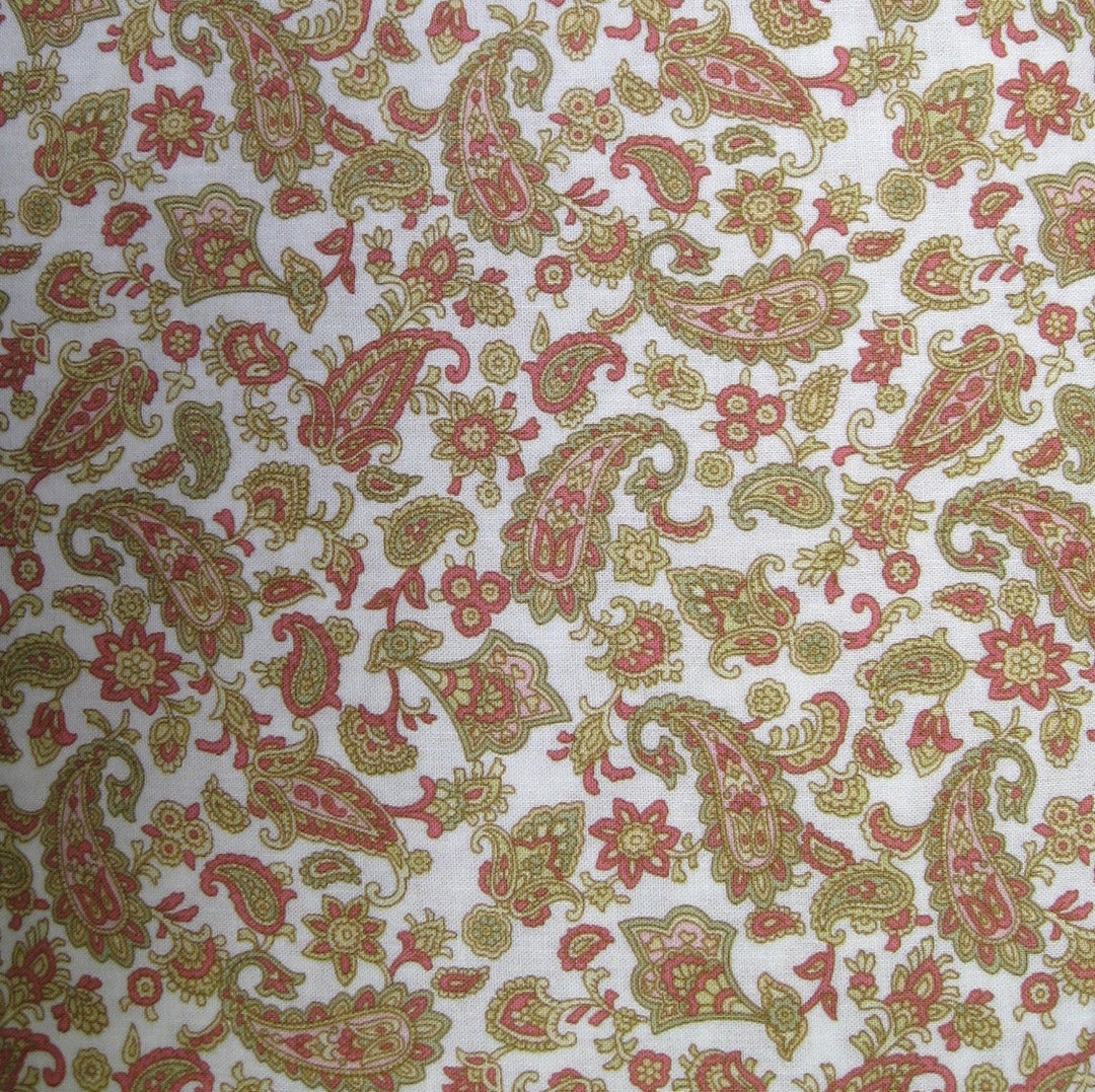 Tan Paisley Cotton Fabric, Tan, Elm Creek Quilt, by the HALF YARD ...