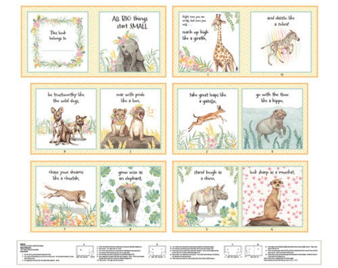 Cloth Soft Book Panel -baby Animals Fabric- Cotton Fabric Panel- All ...