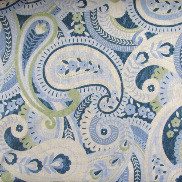 Blue Paisley Fabric - Etsy