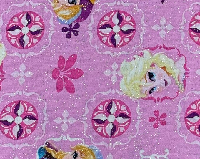 Disney Frozen Fabric~ Disney Frozen Elsa and Anna Scenic With Glitter ...
