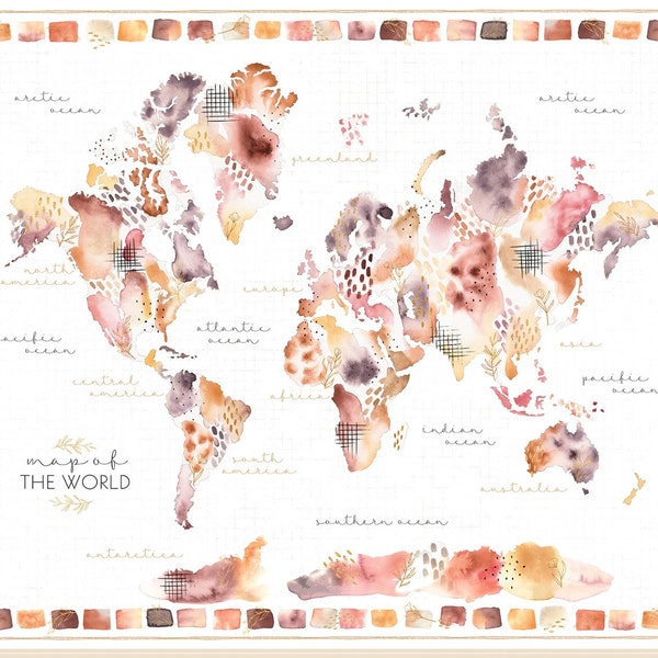 World Map Fabric Panels - Etsy