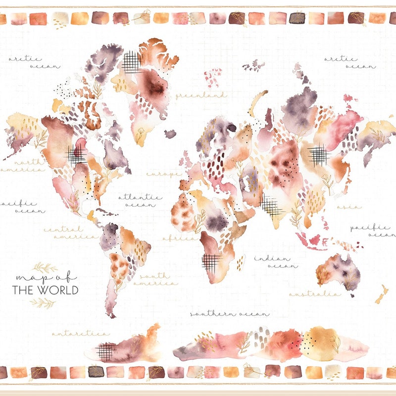 World Map Fabric - Etsy