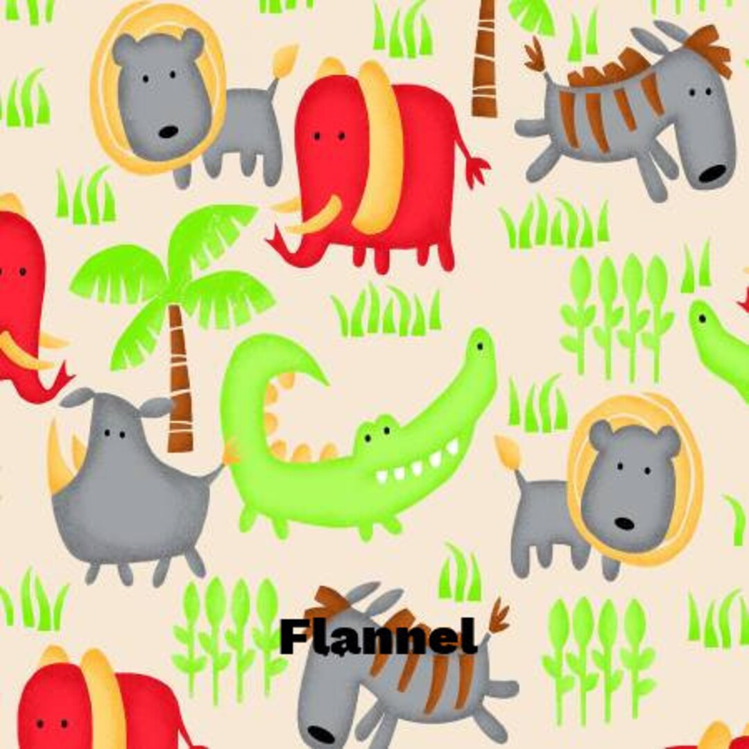 Cotton Flannel ,animals Flannel , Natural Jungle Animals Comfy Flannel ...