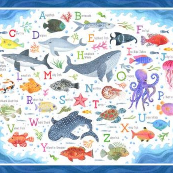 Sea Life Fabric Panel - Etsy