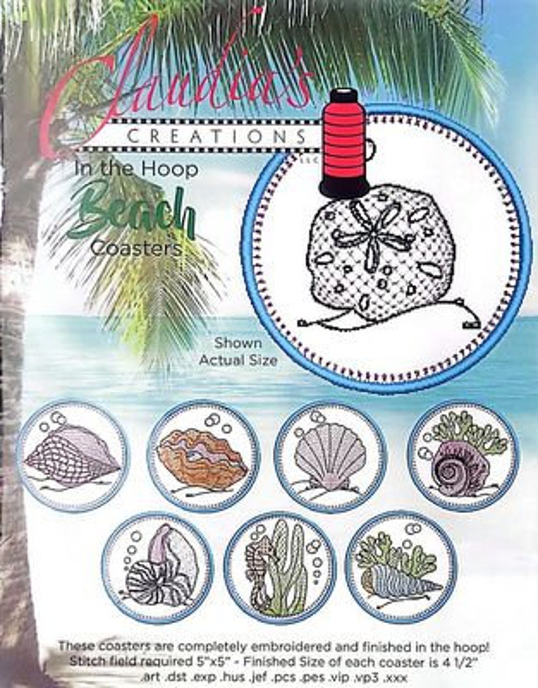 Beach Coasters, in the Hoop Coasters Machine Embroidery Designs - Multi ...
