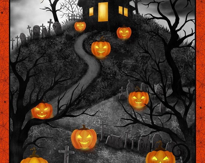 Halloween Haunted House Quilt Panel , Trick or Treat, Michael Miller ...