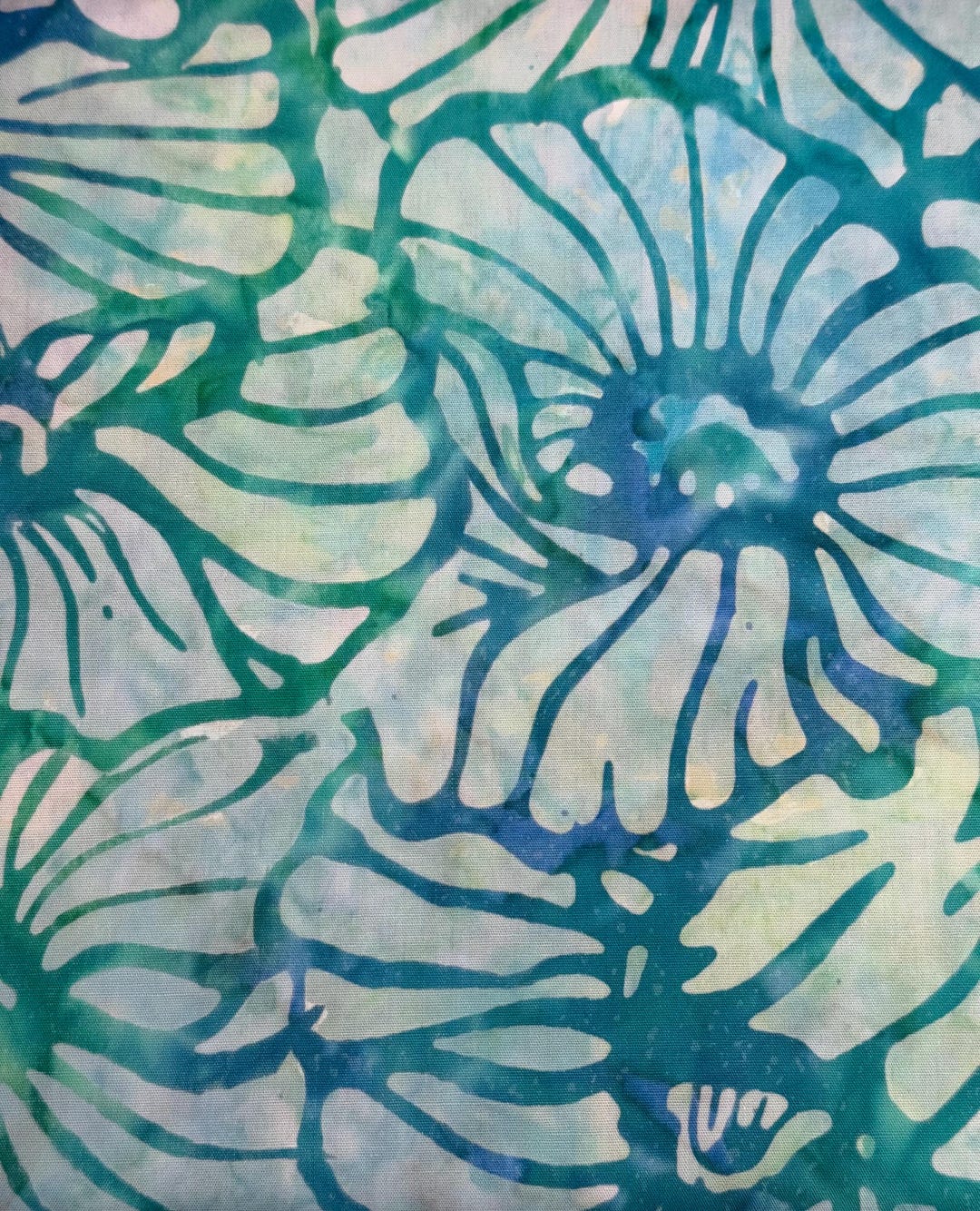 Tropical Floral Cotton Batik Fabric by Kaufman - Sea Foam - HALF YARD ...
