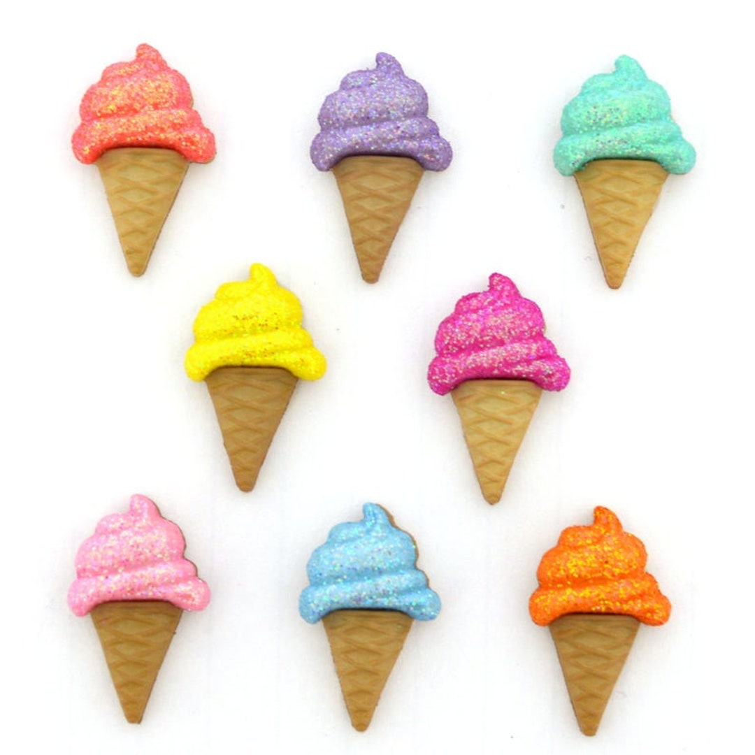 Ice Cream Cone Shank Buttons -shimmering Glitter , Food Buttons ,add a ...