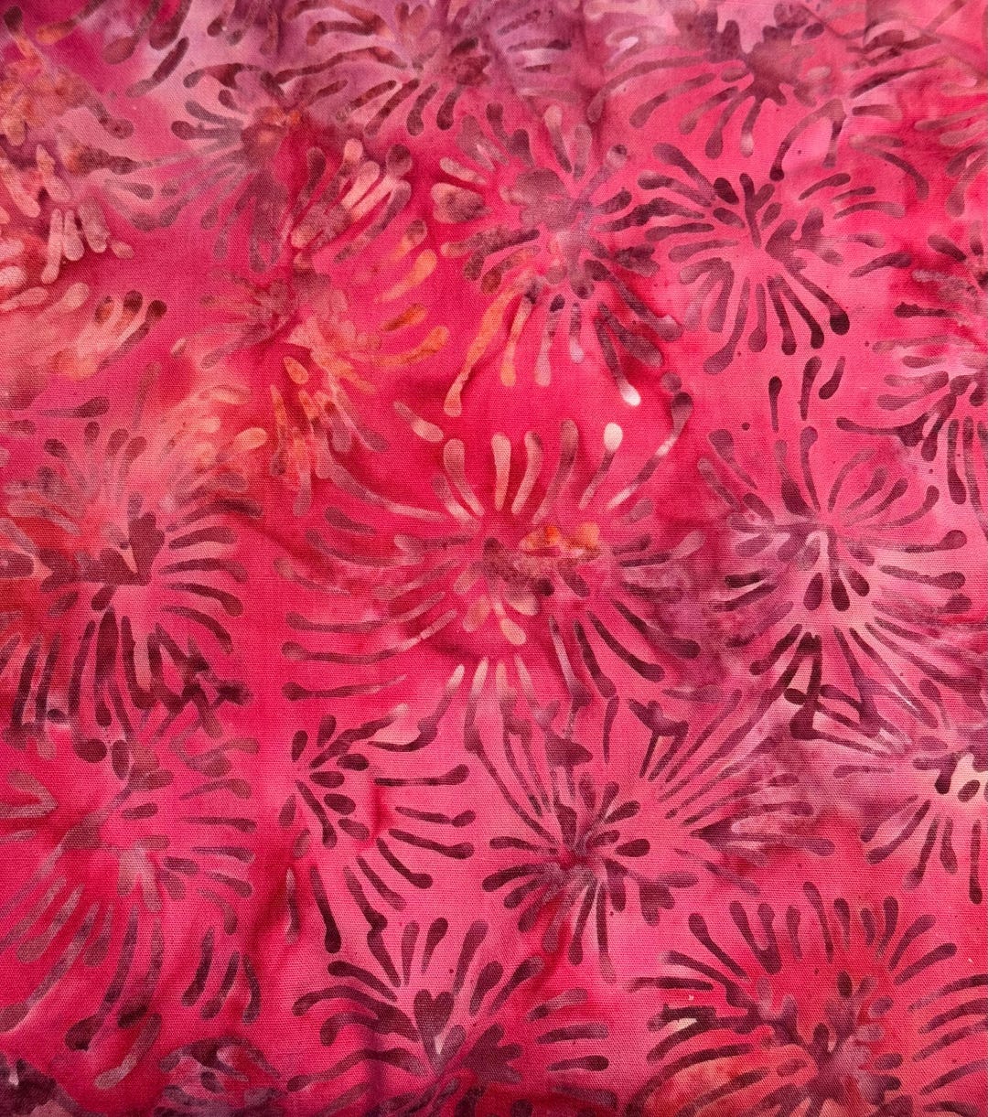 Pink Splash Batik Cotton Fabric - Komo, by the HALF YARD, Continuous ...