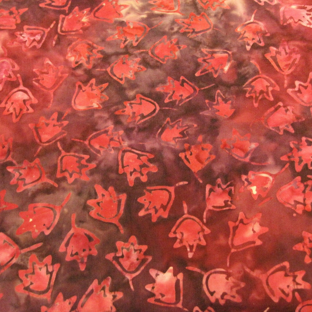 Red Floral Batik Cotton Fabric- Red Tonal, Komo, by the HALF YARD ...