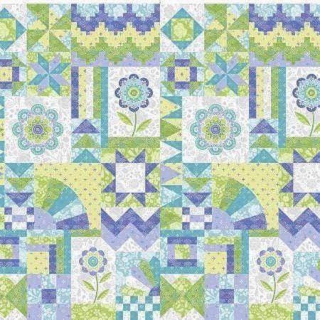 Cheater Blossom Block Cotton Fabric - ,continuous Cuts, Home Decor ...